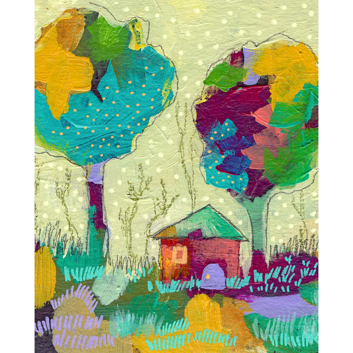 Abstract Rural Scene - Colorful Art Print by Carolina Coto – Carolina ...