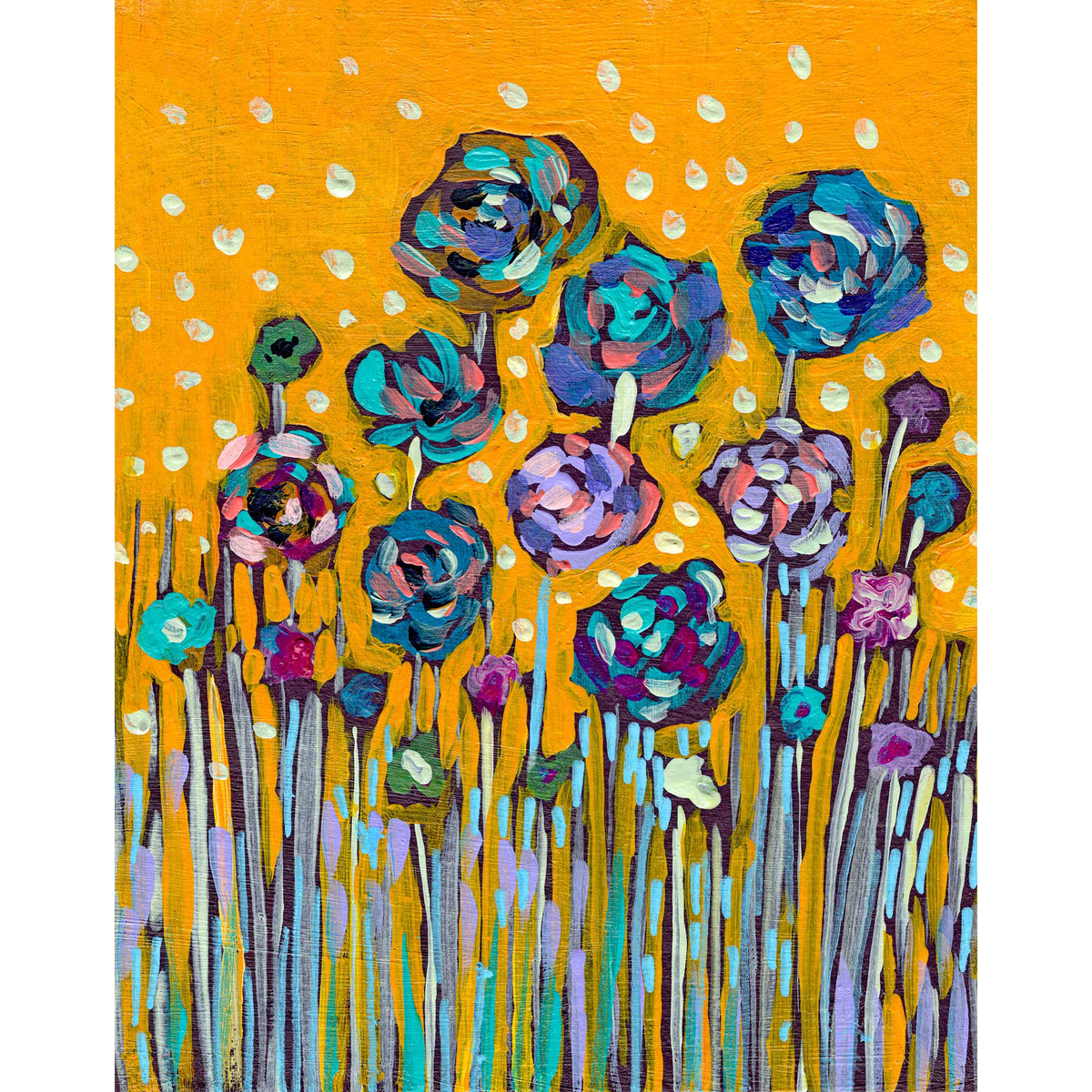 Yellow Garden Expressionistic Floral Print – Carolina Coto Art