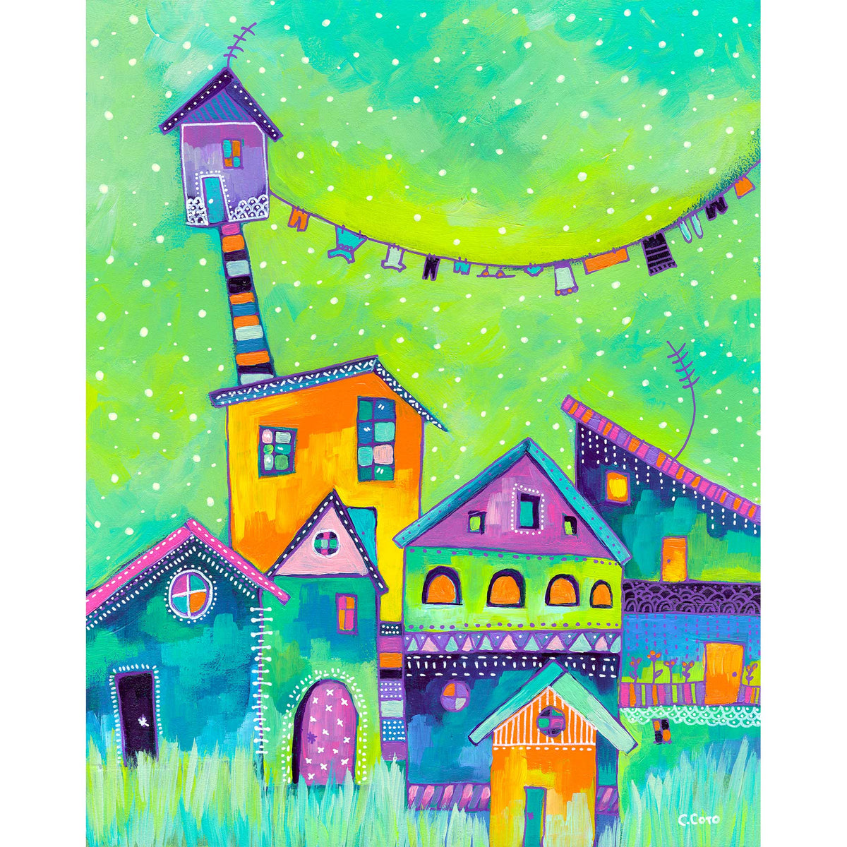 Kids Room Decor - Nursery Art - The Happy Town – Carolina Coto Art